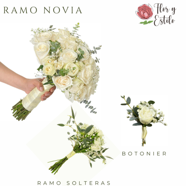 Ramo de novias Romance en blanco. - Flor y Estilo