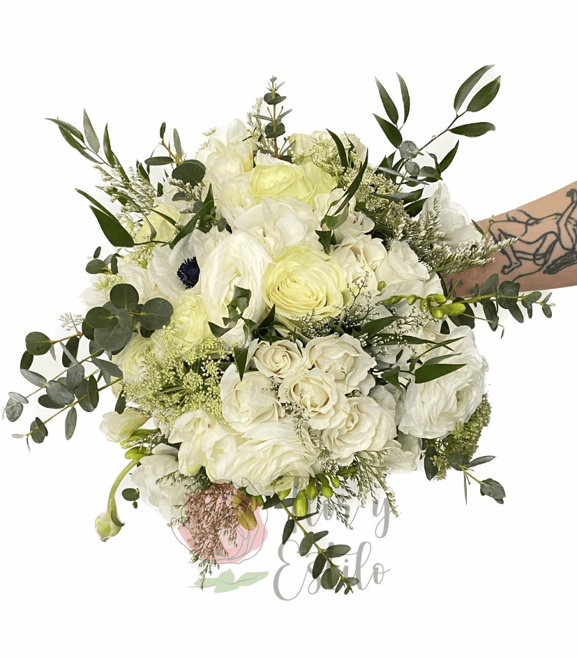 Ramo de novias Romance en blanco. - Flor y Estilo