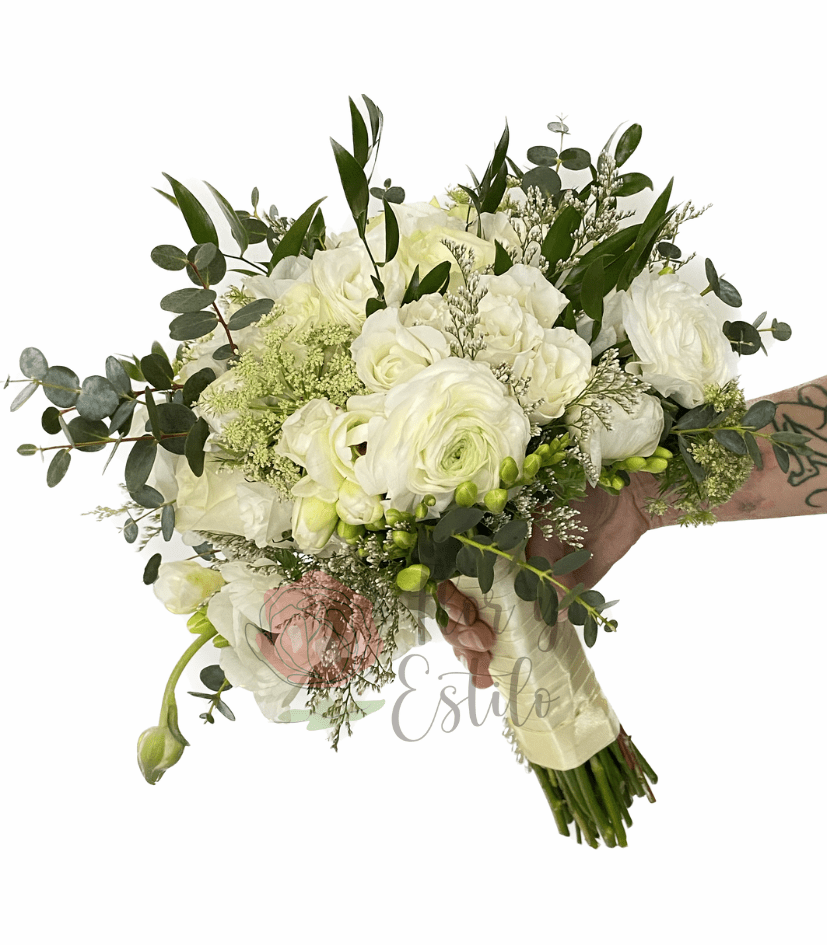 Ramo de novias Romance en blanco. - Flor y Estilo