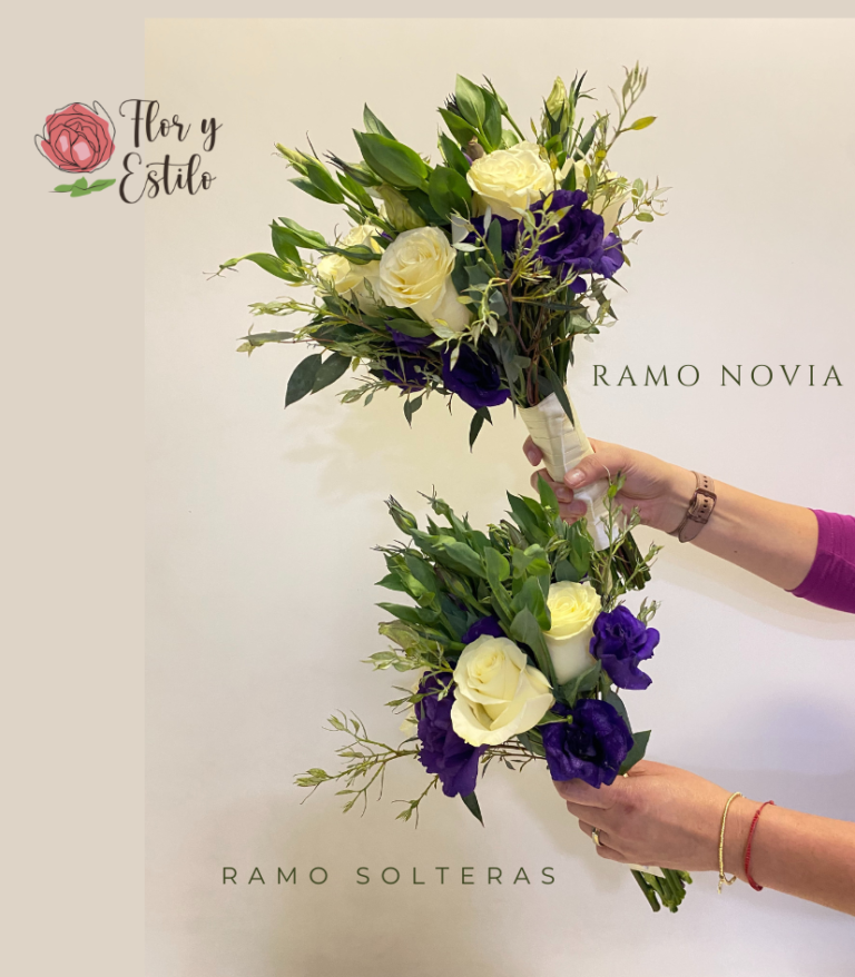 Ramo de novia. Romance en púrpura +ramo de soltera adhoc. - Flor y Estilo